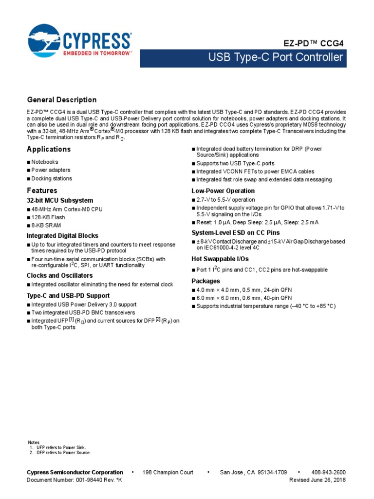 USB Type-C Port Controller: General Description | PDF | Usb | Flash Memory