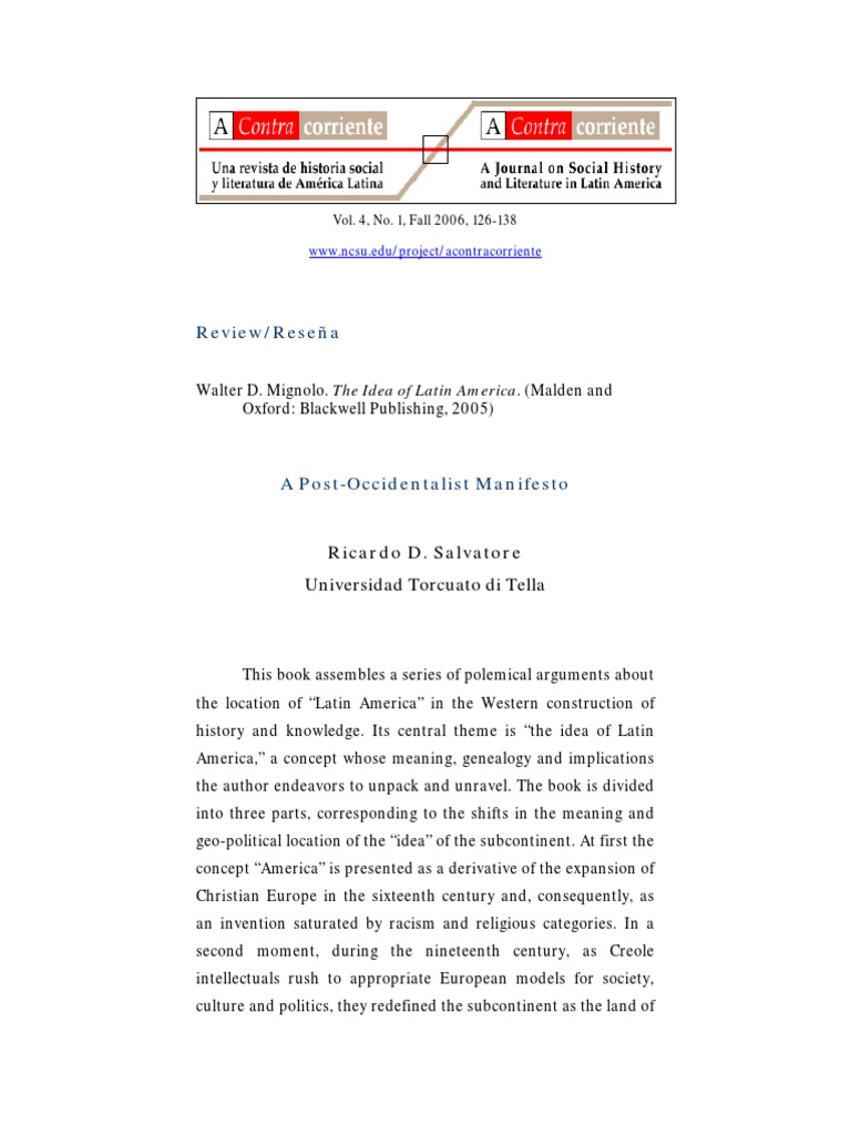 A Post-Occidentalist Manifesto: Reviewing Walter D. Mignolo's Book "The ...