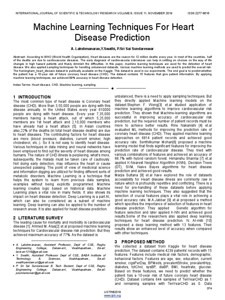 Machine Learning Techniques For Heart Disease Prediction: A ...