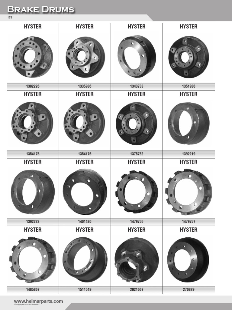 Brake Drums: Hyster Hyster Hyster Hyster | PDF