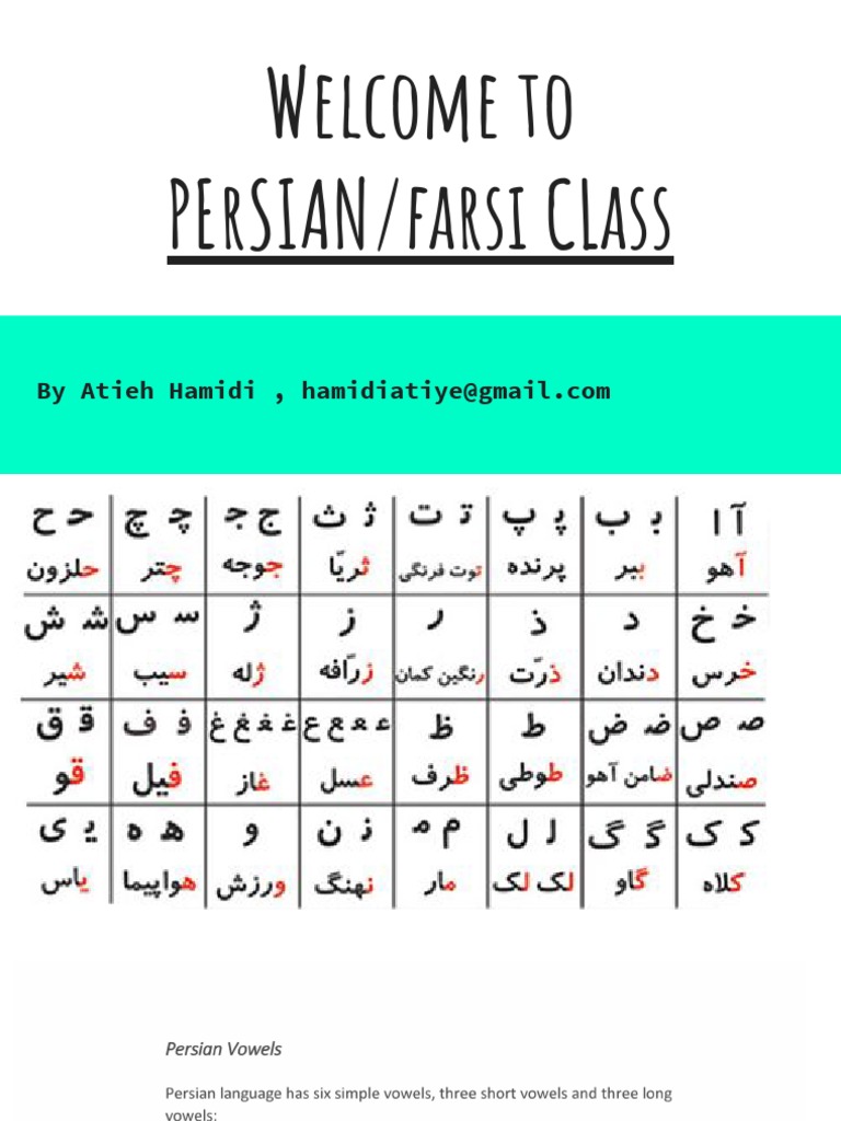 Welcome To Persian/Farsi Class | PDF