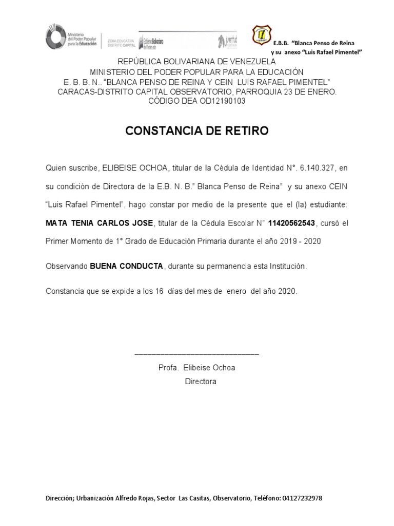 Constancia de Retiro | PDF