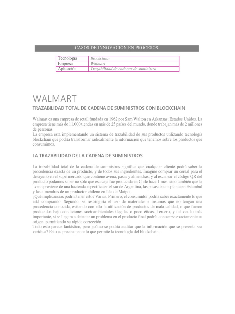 Caso de Estudio WALMART Blockchain | PDF | Informática