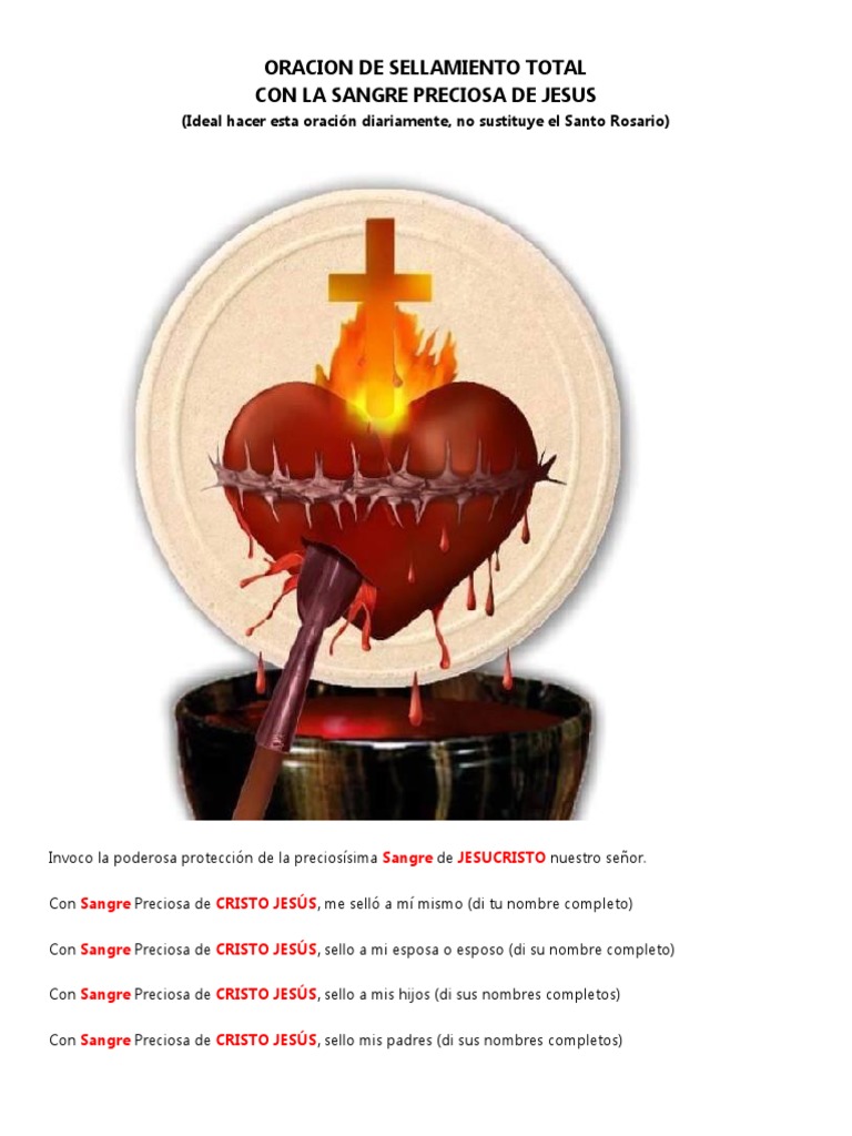 Oracion de Sellamiento Total Con La Sangre de Cristo | PDF | Cristo ... Oracion de Sellamiento Total Con La Sangre de Cristo | PDF | Cristo ...