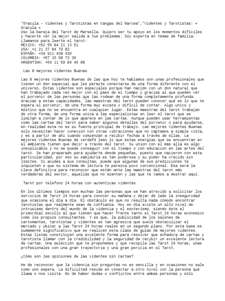 Oracula - Videntes y Tarotistas en Cangas Del Narcea | PDF ...