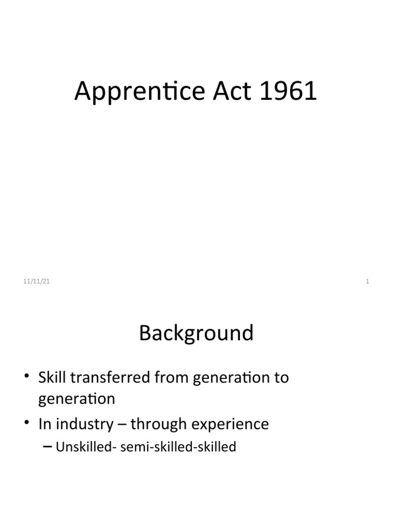 Apprentice Act 1961 | PDF | Apprenticeship | Employment