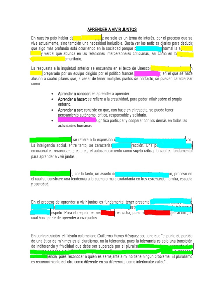 Aprender A Vivir Juntos - Unidos | PDF | Las emociones | Tolerancia