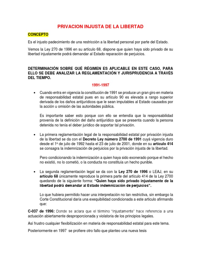 Privacion Injusta de La Libertad | PDF | Derecho penal | Libertad