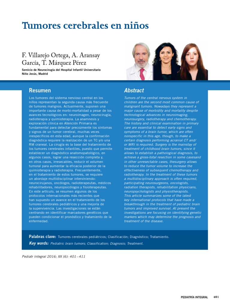 Tumores Cerebrales en Niños Autor F. Villarejo Ortega, A. Aransay García y T. Márquez Pérez ...
