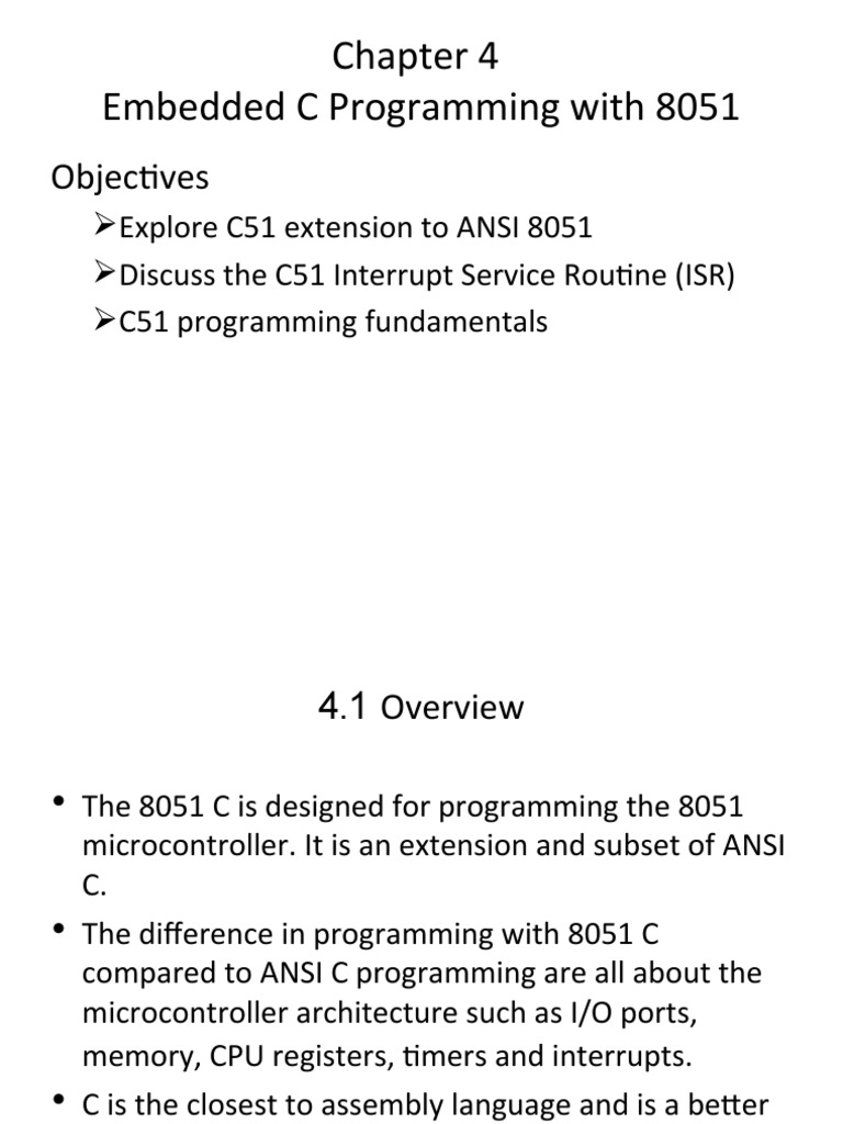Embedded C Programming With 8051 Objectives Pdf Subroutine Scope 7813
