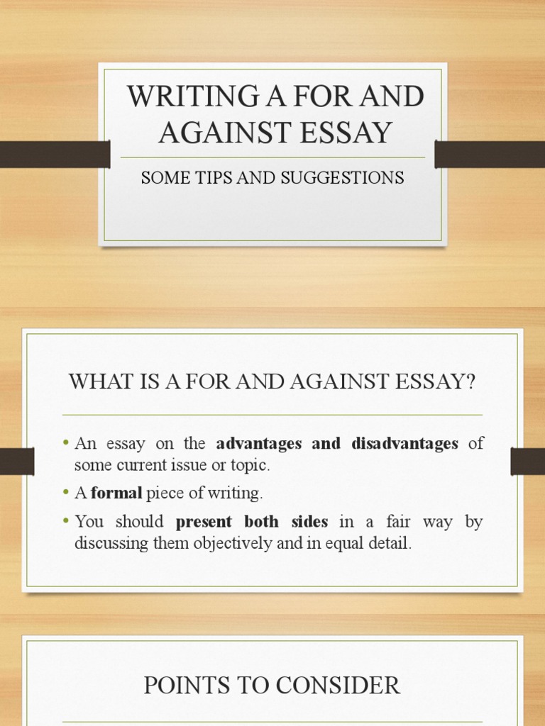Writing A For and Against Essay: Some Tips and Suggestions | Download ...