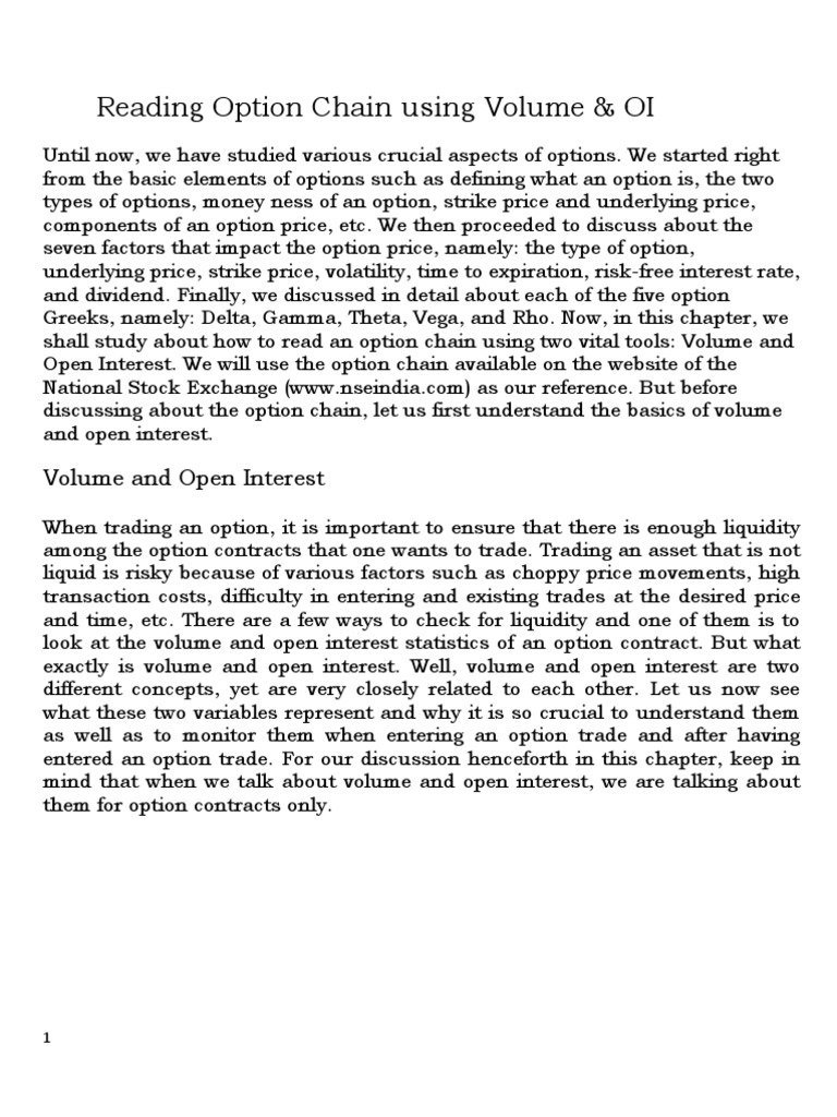 Reading Option Chain Using Volume | PDF | Greeks (Finance) | Option ...