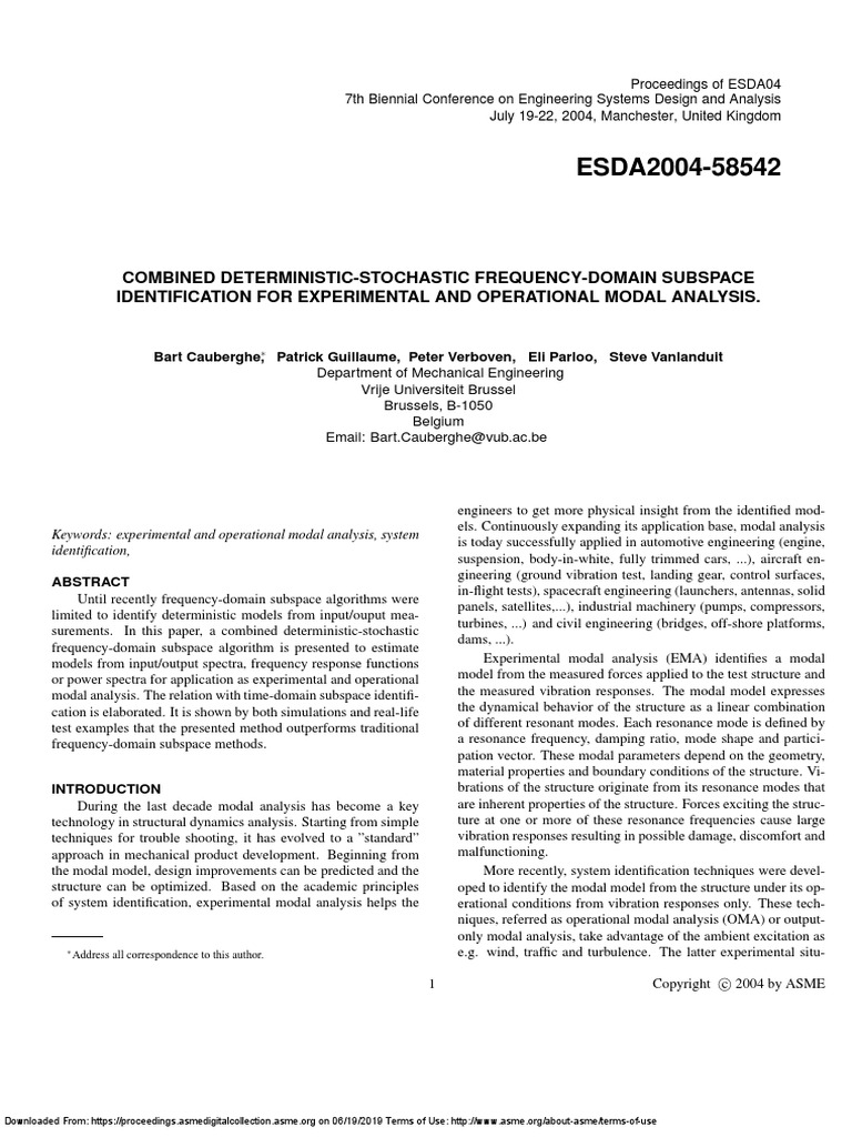 Combined Deterministic-Stochastic Frequency-Domain Subspace Identification For Experimental and ...
