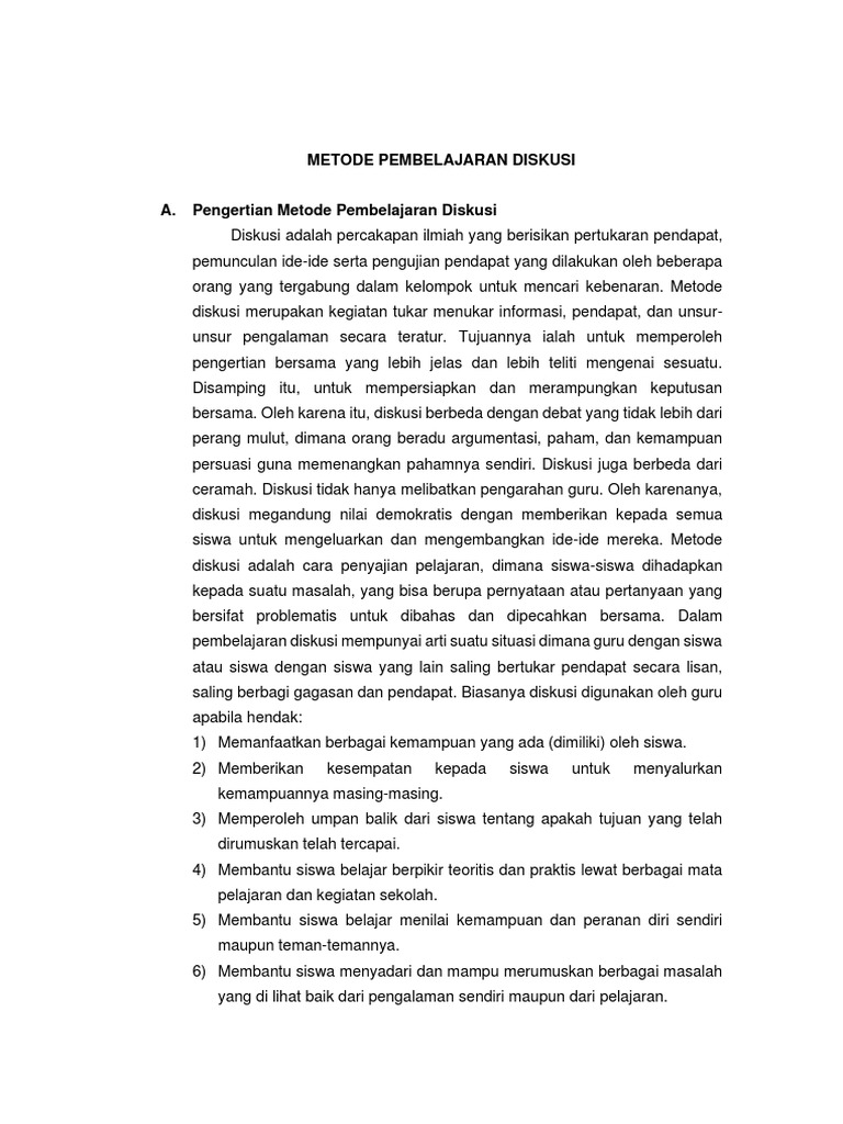 Metode Pembelajaran Diskusi | PDF