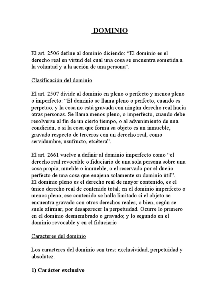 D. Reales. Dominio (Incompleto) | PDF | Propiedad | Posesión (Ley)