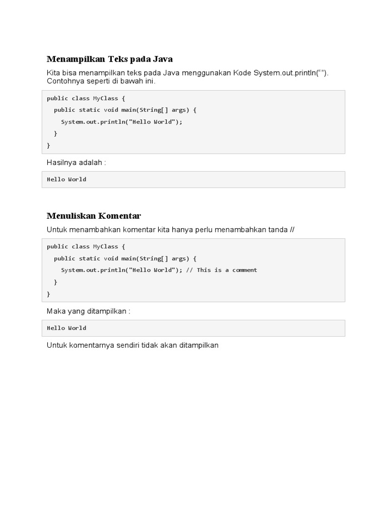 Menampilkan Teks Pada Java | PDF
