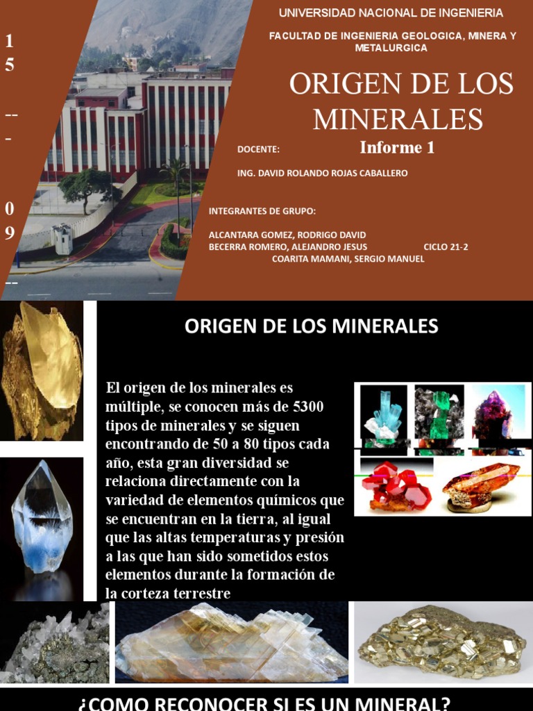 Origen de Los Minerales | PDF | Roca (geología) | Minerales