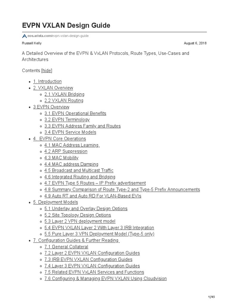 Arista EVPN VXLAN Design Guide | PDF | Virtual Private Network ...