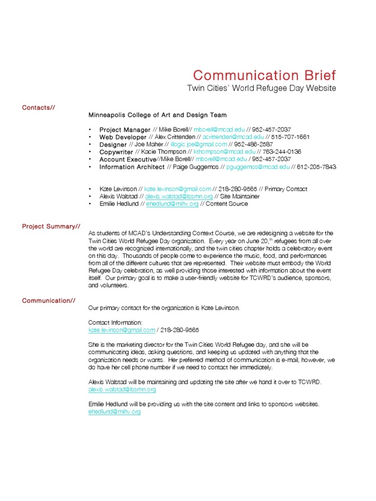 Twin Cities World Refugee Day Website Plan | PDF | Refugee | Chronology ...