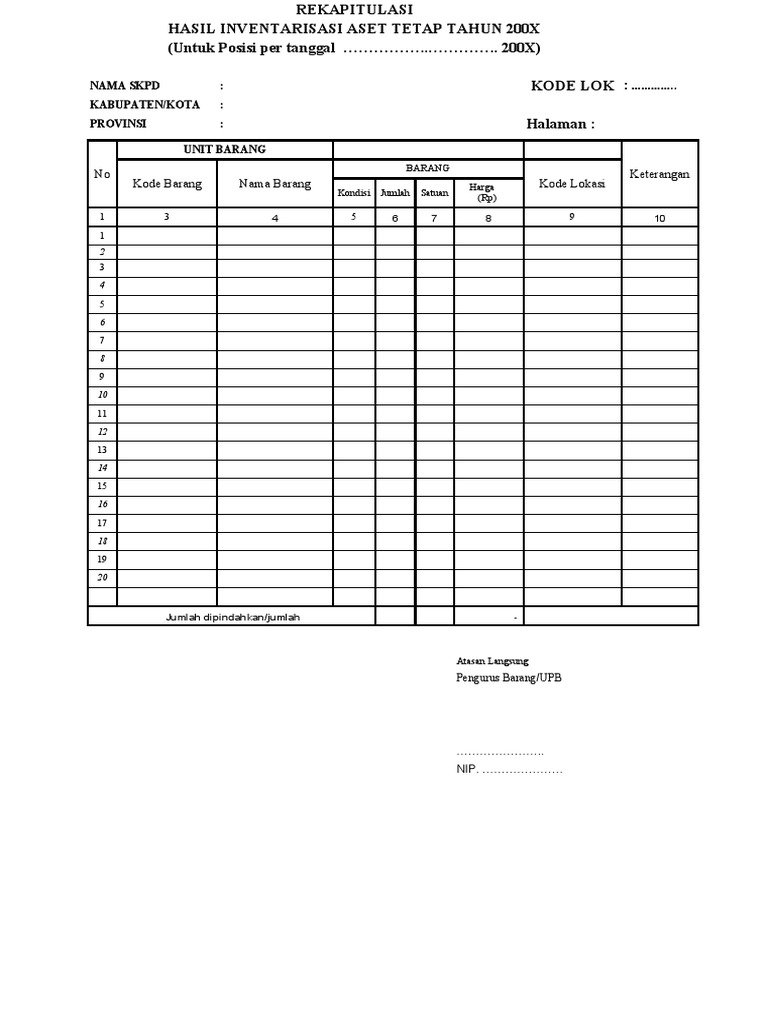 13.form Rekap Hasil Inventarisasi | PDF