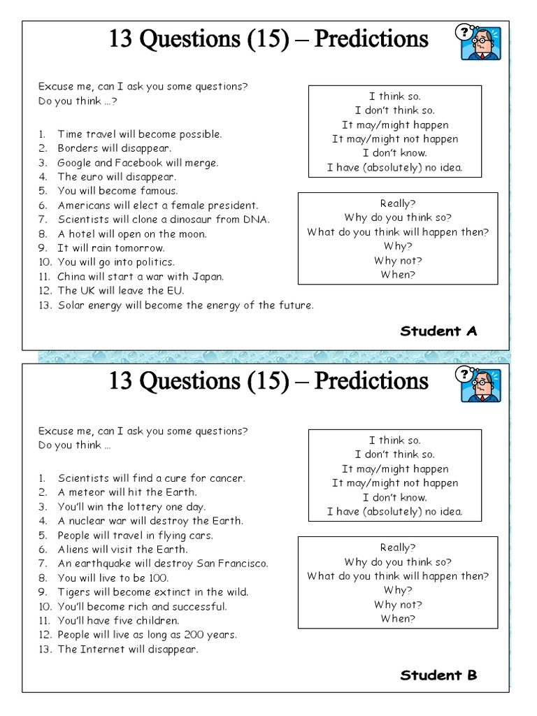 Will - Prediction Speaking Activity | PDF