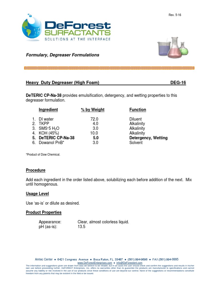 Heavy Duty Degreaser Formulation Guide | PDF