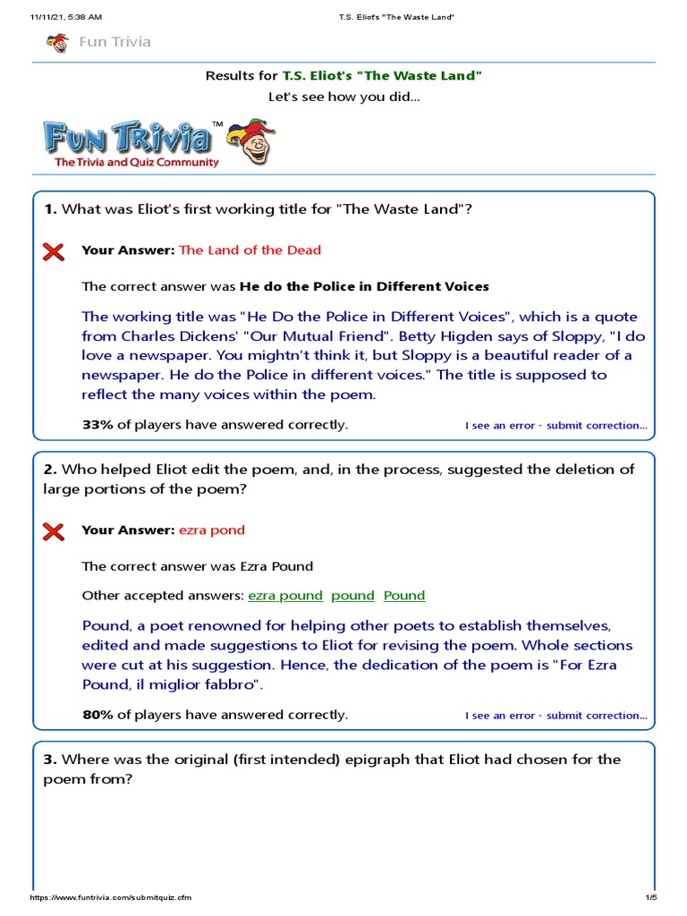 T.S. Eliot's - The Waste Land | PDF | T. S. Eliot