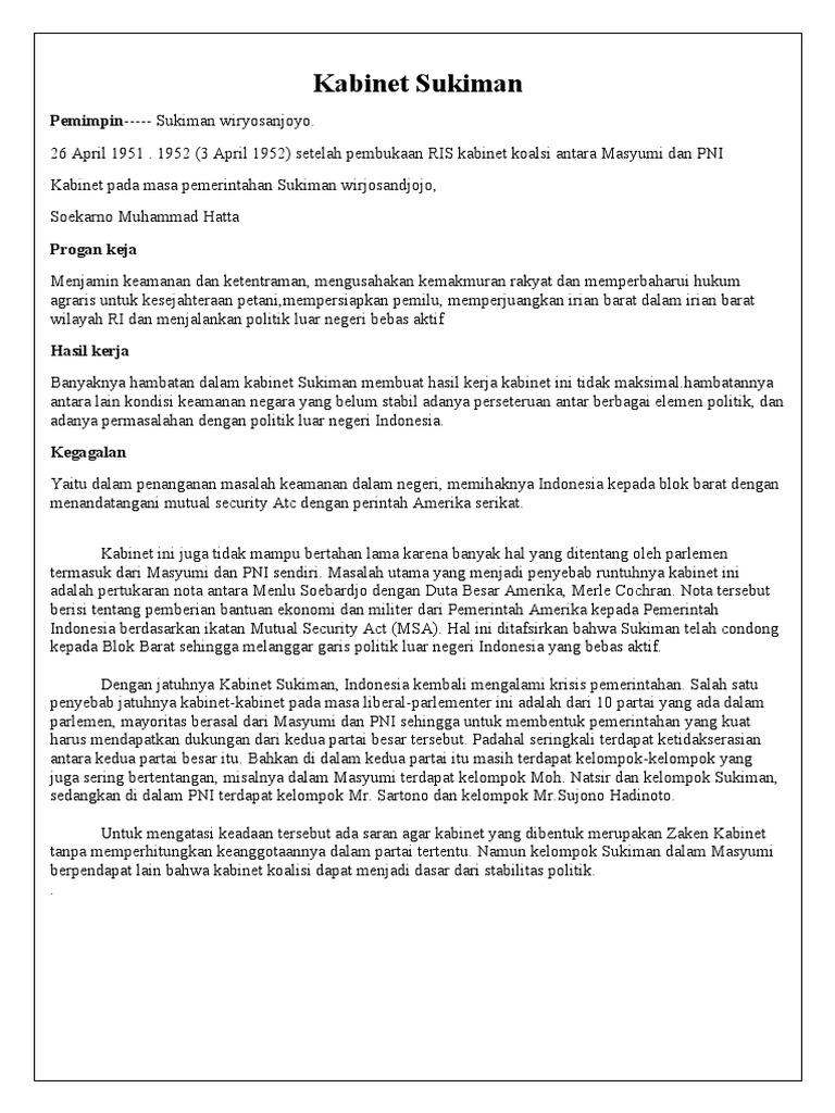 Kabinet Sukiman | PDF