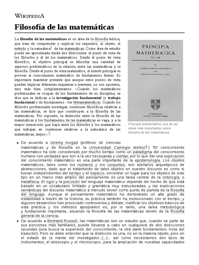 Filosofía de Las Matemáticas | PDF | Interacciones de disciplina ...