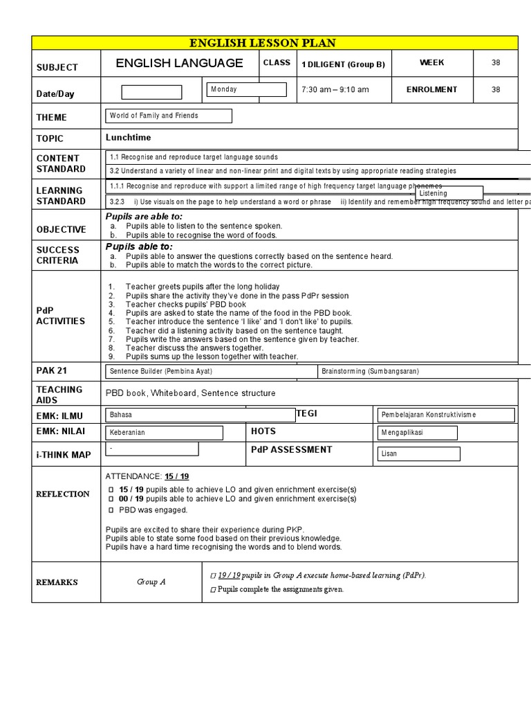 RPH W38 2021 | PDF | Lesson Plan | Teachers