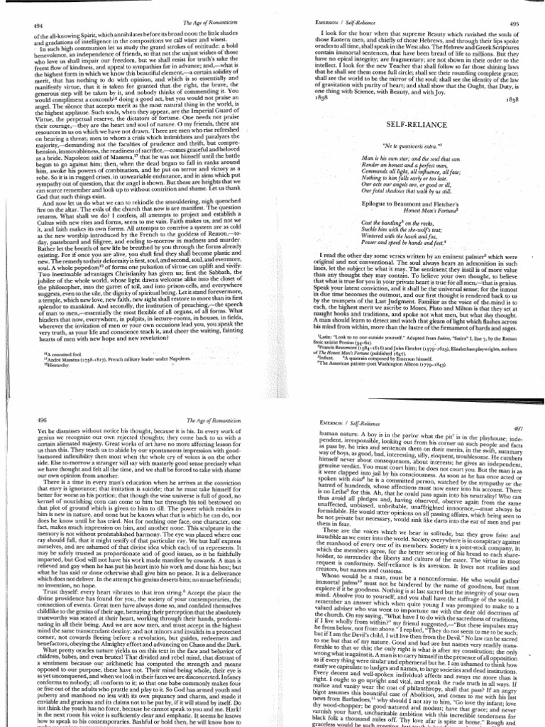 Self-Reliance. Emerson | PDF