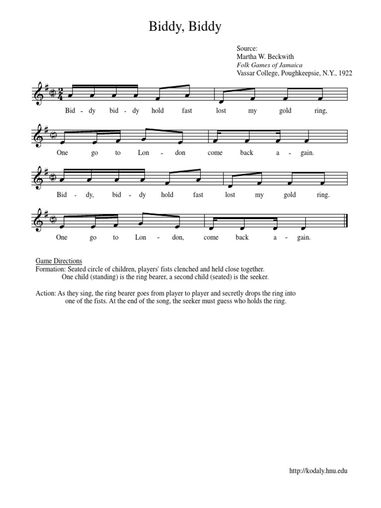 Biddy, Biddy: Folk Games of Jamaica | PDF