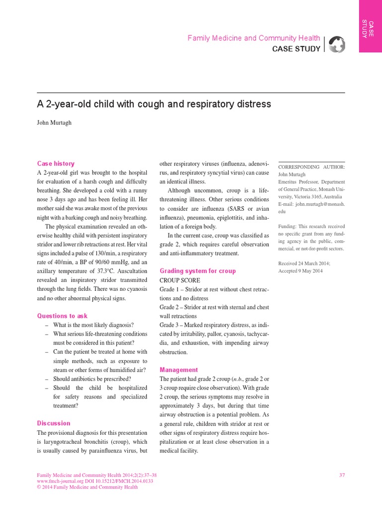 A 2-Year-Old Child With Cough and Respiratory Distress: Family Medicine ...