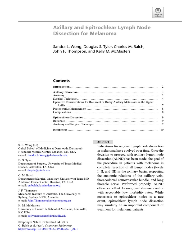 5 Axillary and Epitrochlear Lymph Node Dissection For Melanoma | PDF ...
