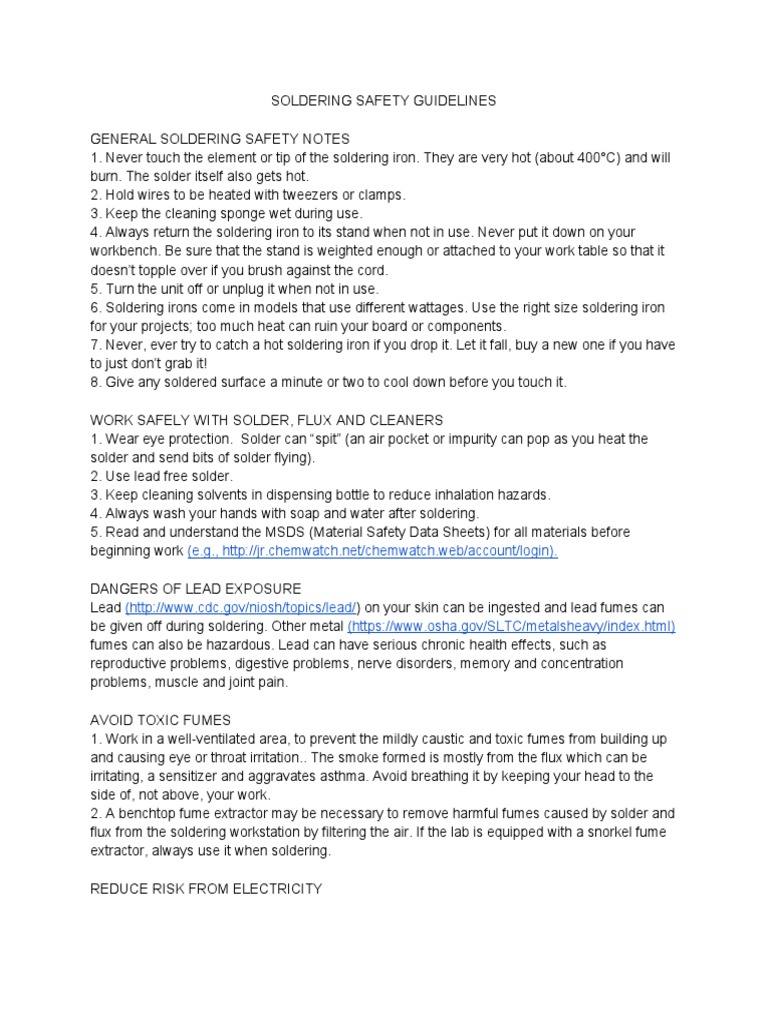 Soldering Safety Guidelines and Tips | PDF | Soldering | Solder