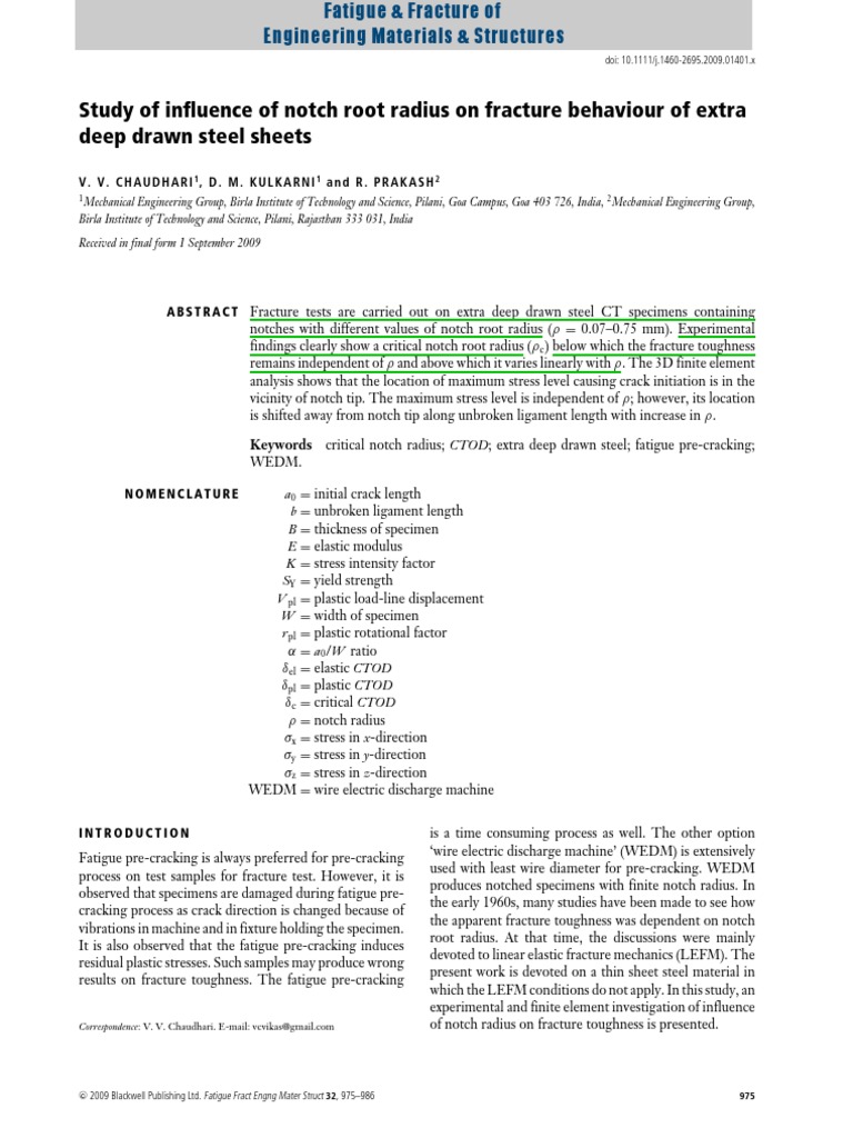 Study of Influence of Notch Root Radius | PDF | Fracture Mechanics ...