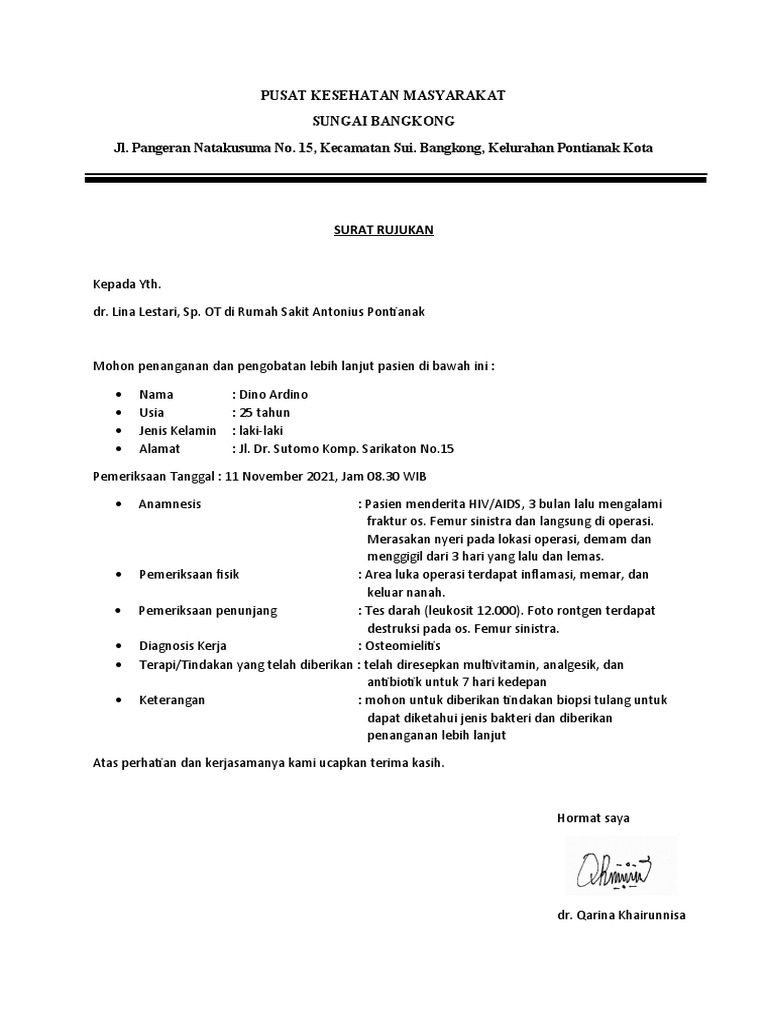 Contoh Surat Rujukan | PDF | Kesehatan Holistik