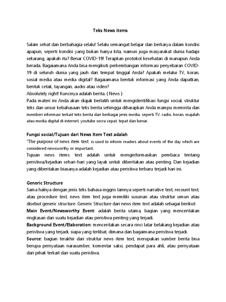 Materi Teks Berita untuk Kelas 12 | PDF