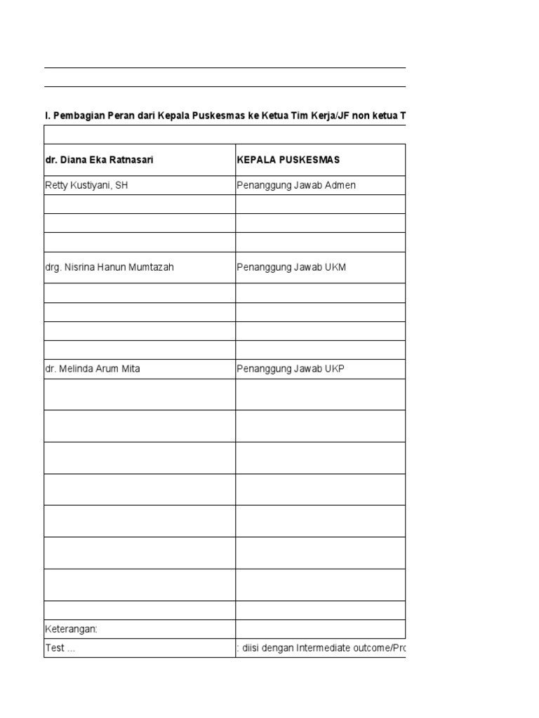 Matriks Peran dan Hasil Puskesmas | PDF