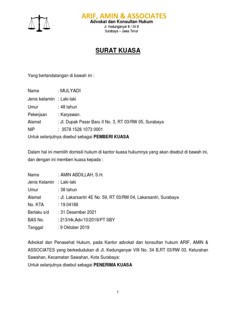 Contoh Surat Kuasa Praperadilan | PDF