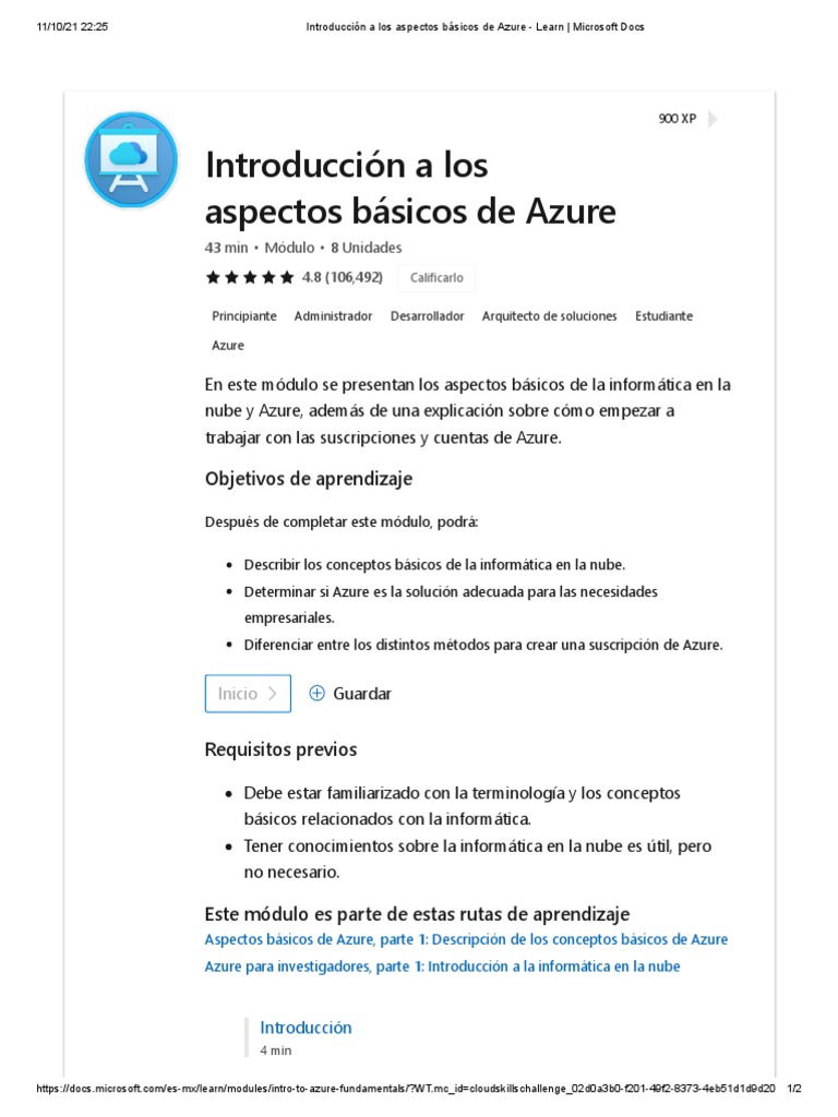 1-Introducción A Los Aspectos Básicos de Azure - Learn - Microsoft Docs | PDF | Microsoft Azure ...