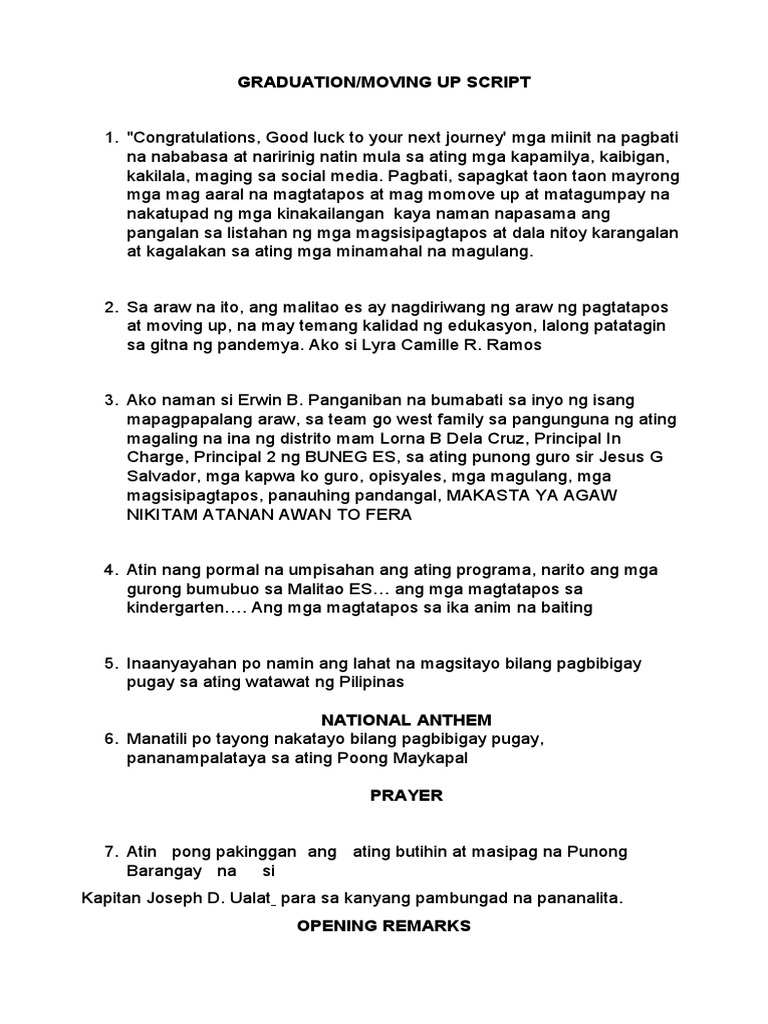 Graduation Script | PDF