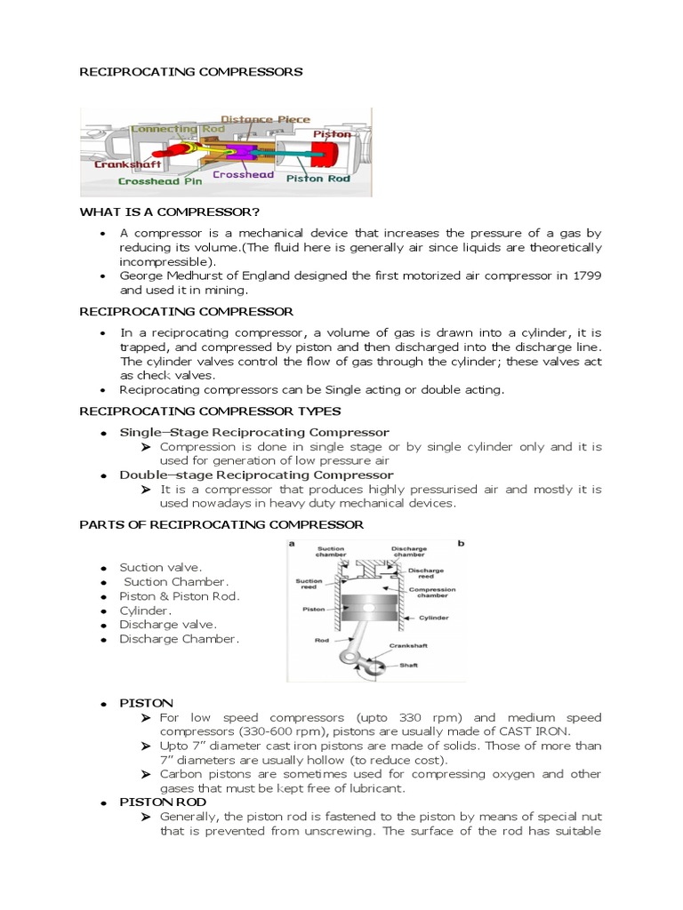 Reciprocating Compressors | PDF | Piston | Cylinder (Engine)