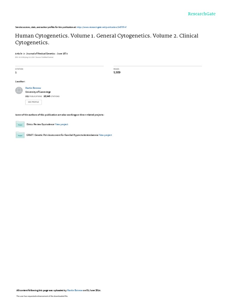 Human Cytogenetics Volume 1 General Cytogenetics V | PDF | Chromosome ...