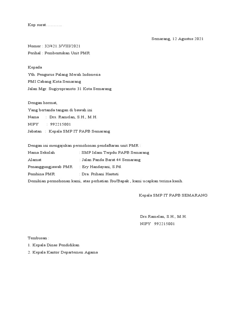 Surat Permohonan PMR | PDF