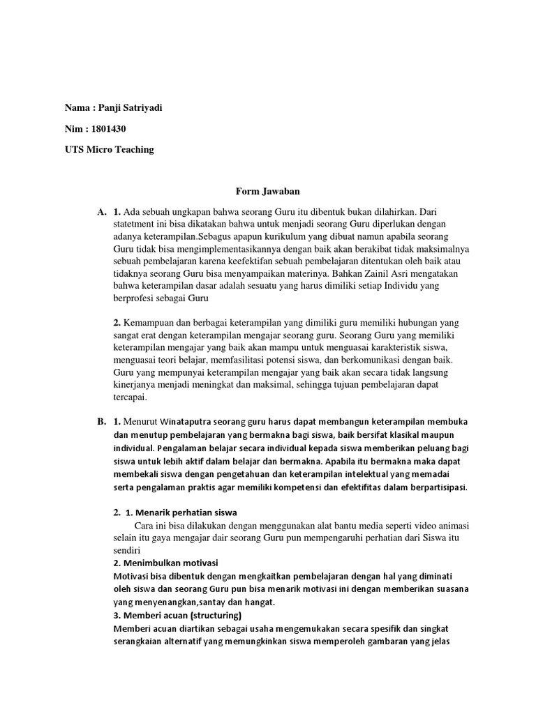 Panji Satriyadi - UTS MICROTEACHING | PDF