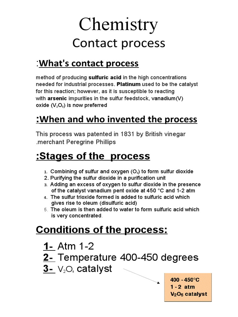 Contact Process: Chemistry | PDF