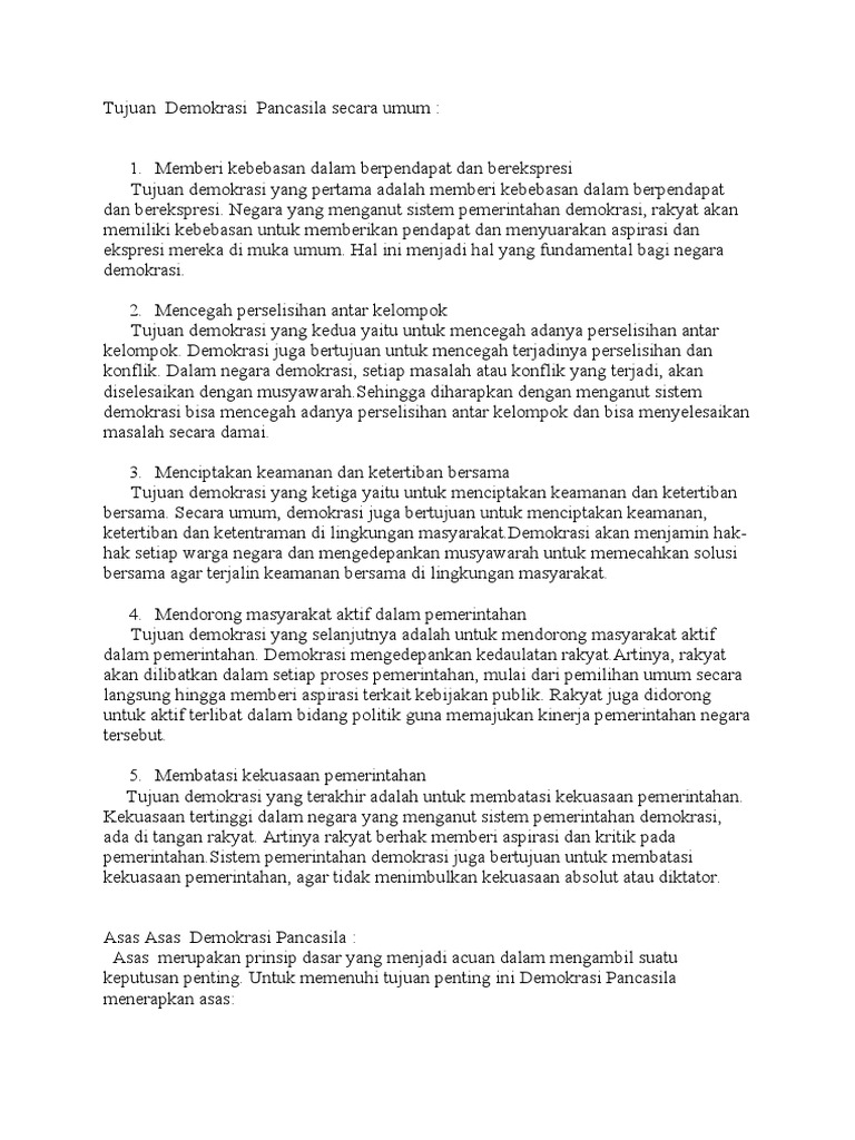 Tujuan Dan Asas Demokrasi Pancasila | PDF