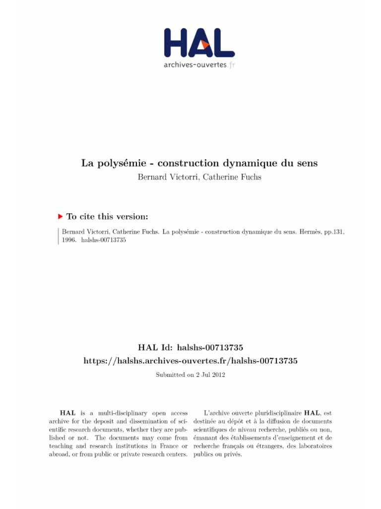 La Polysémie - Construction Dynamique Du Sens - La - Polysa - Mie | PDF