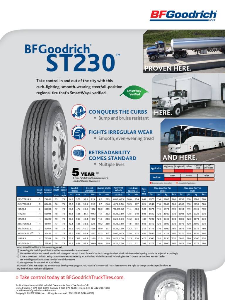 BFG ST230 Productsheet | PDF | Tire | Manufactured Goods